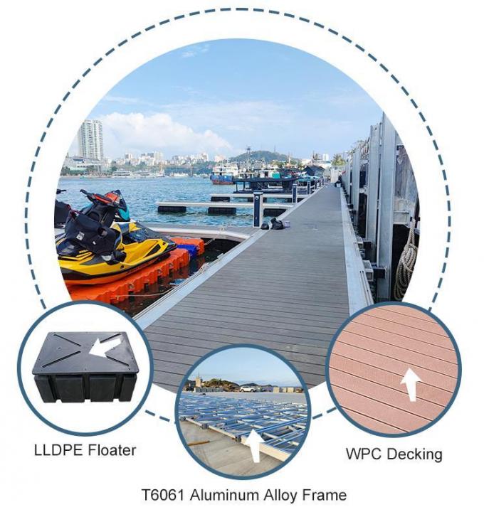 Marine Aluminum Gangway Floating Platforms Aluminum Alloy HDPE Floats